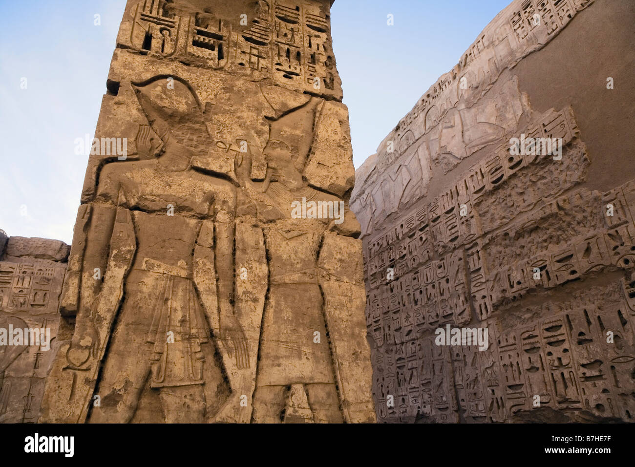 Luxor, Egypt, North Africa. Medinat Habu complex, Temple of Rameses III ...