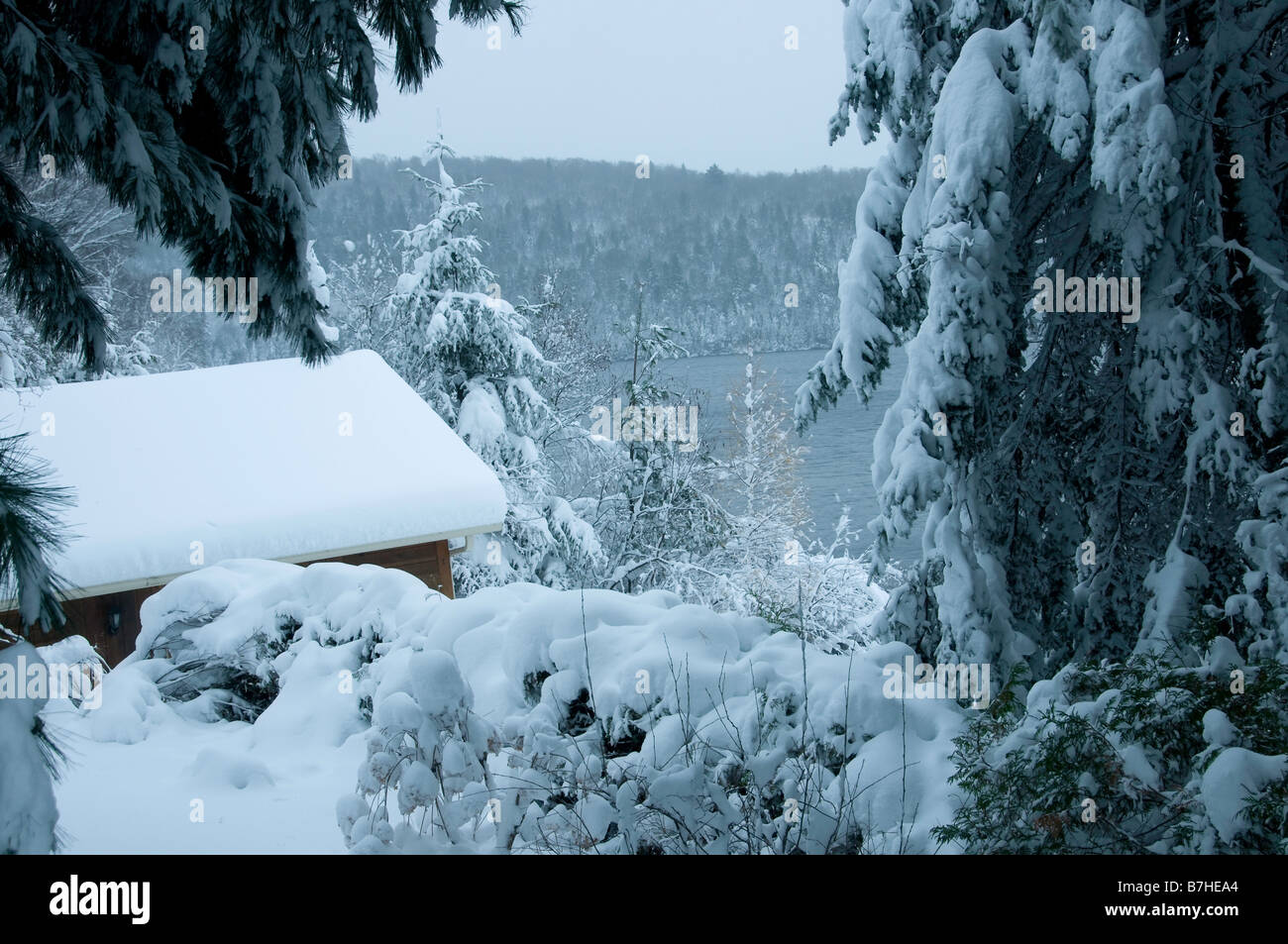 October snow storm in Quebec Canada Stock Photo - Alamy