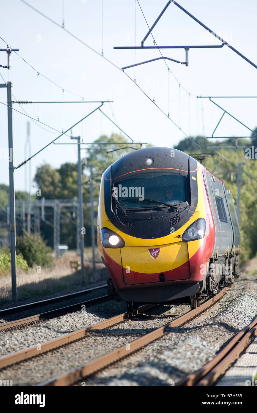 Class 390 Pendolino train in virgin livery on the West Coast Main Line ...