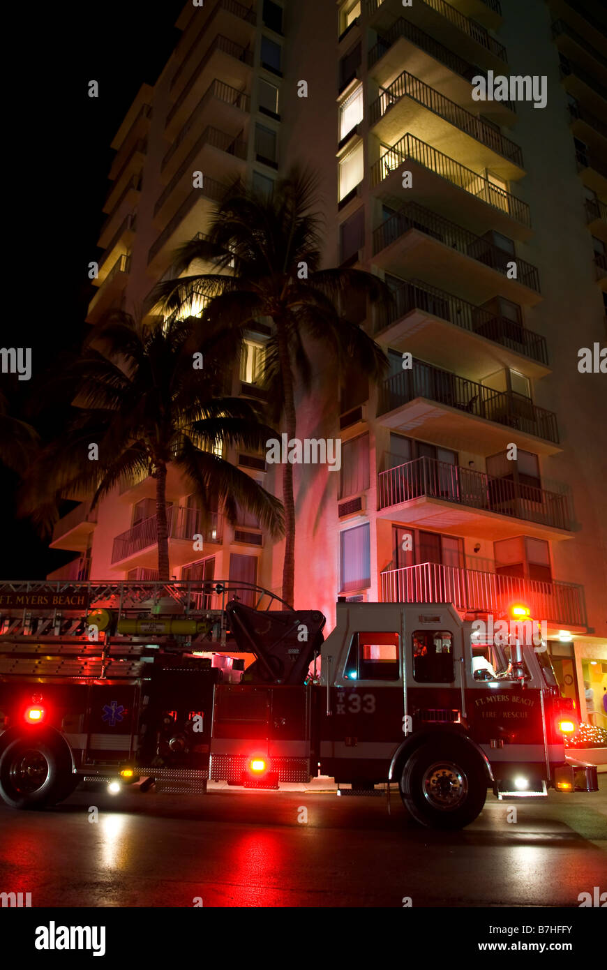 Fire Truck at night Stock Photo - Alamy