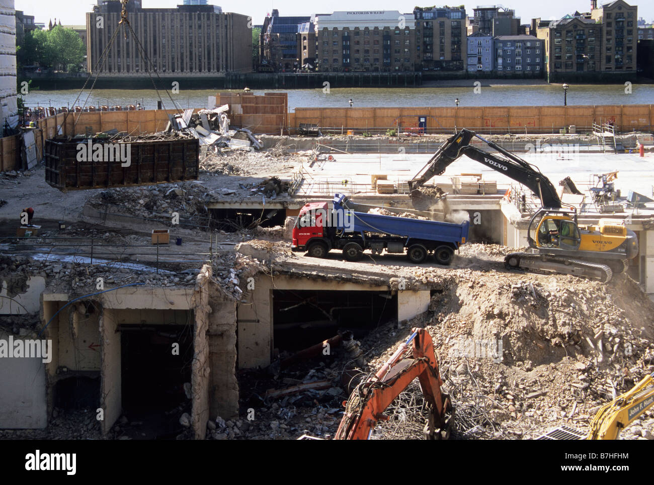 Demolition in progress in Cannon Street, London, England Stock Photo ...