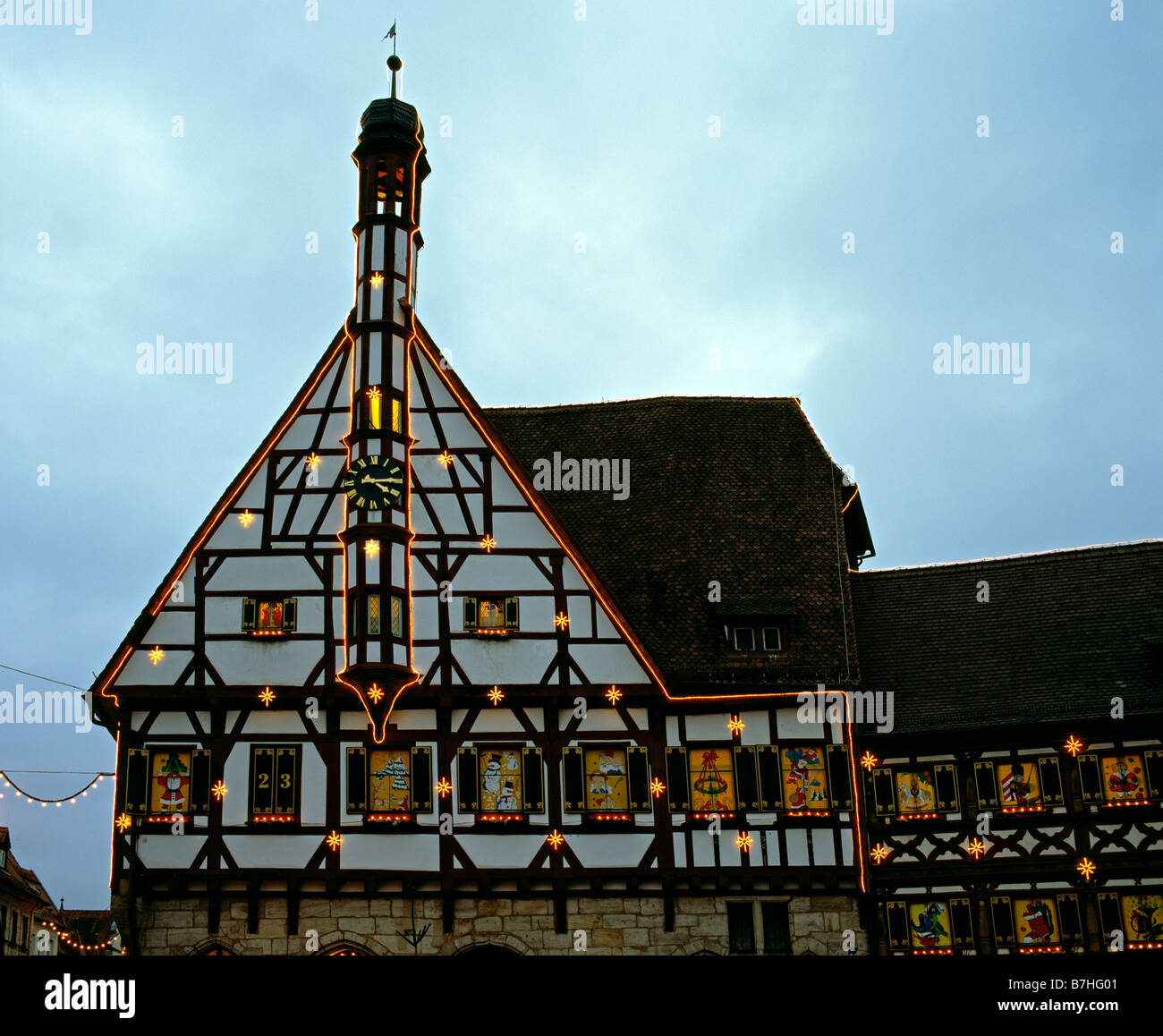 Forchheim Rathaus (Town Hall) at christmas time showing the Advents ...