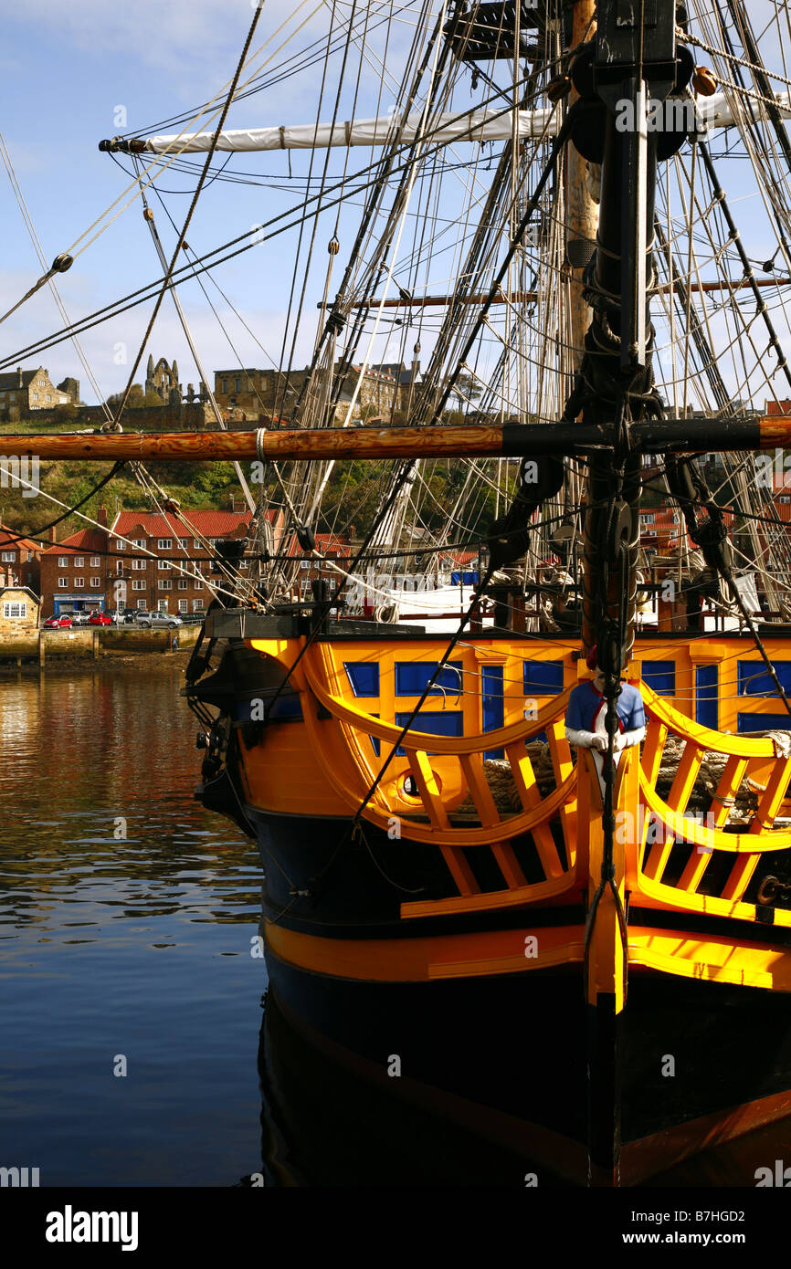 Old sailing ship at Whitby harbour,North Yorkshire,England,UK Stock ...