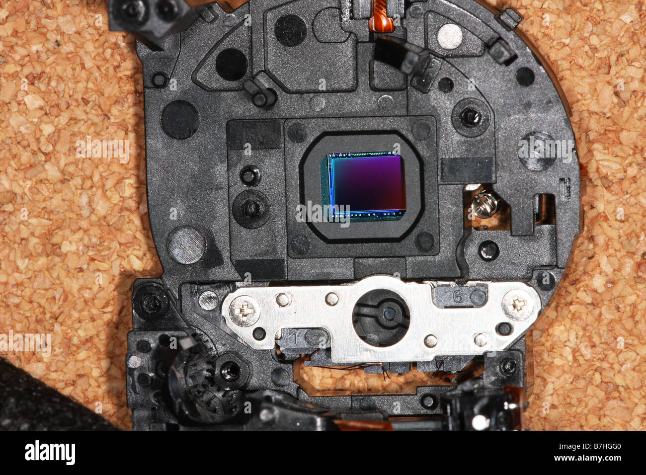 CCD device and mounting unit from a modern digital compact camera Stock ...