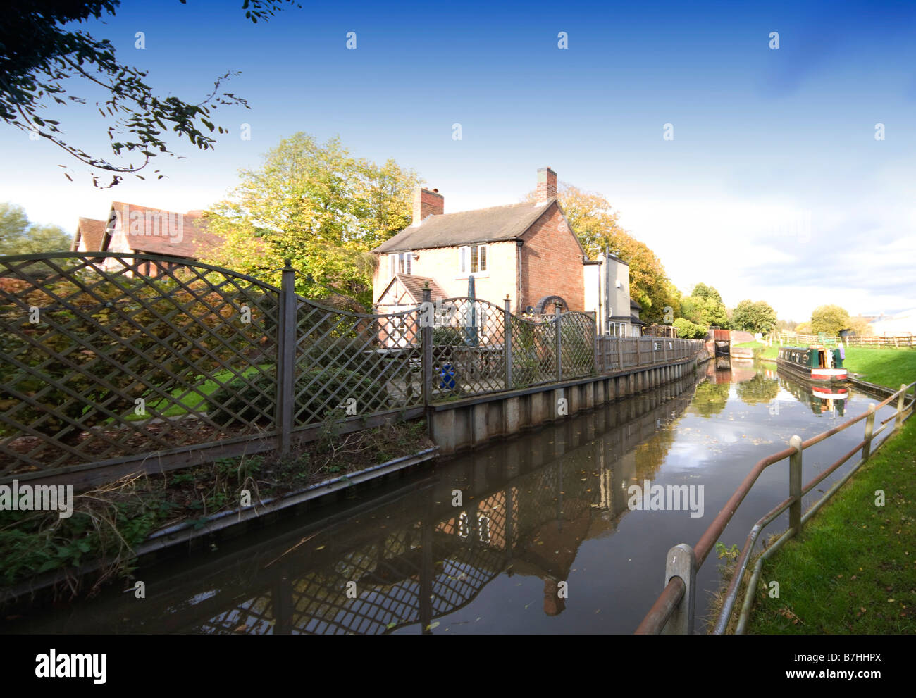 A narrow boat on the Stratford upon avon canal Preston Bagot flight of ...