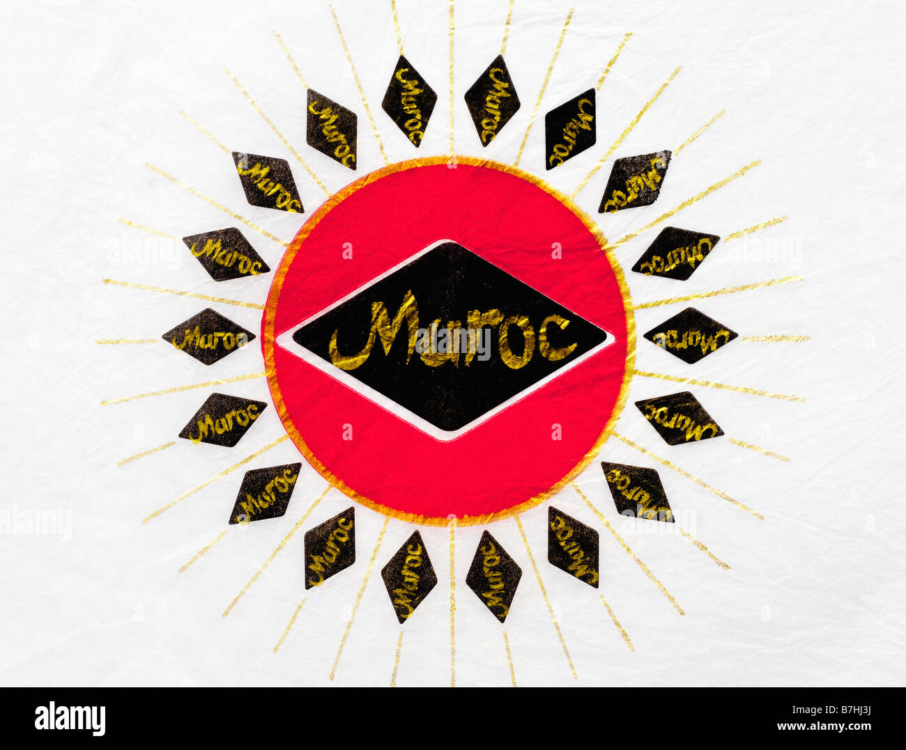 Printed ephemera / Citrus fruit wrapper from Morocco - Red Disk / Sun ...