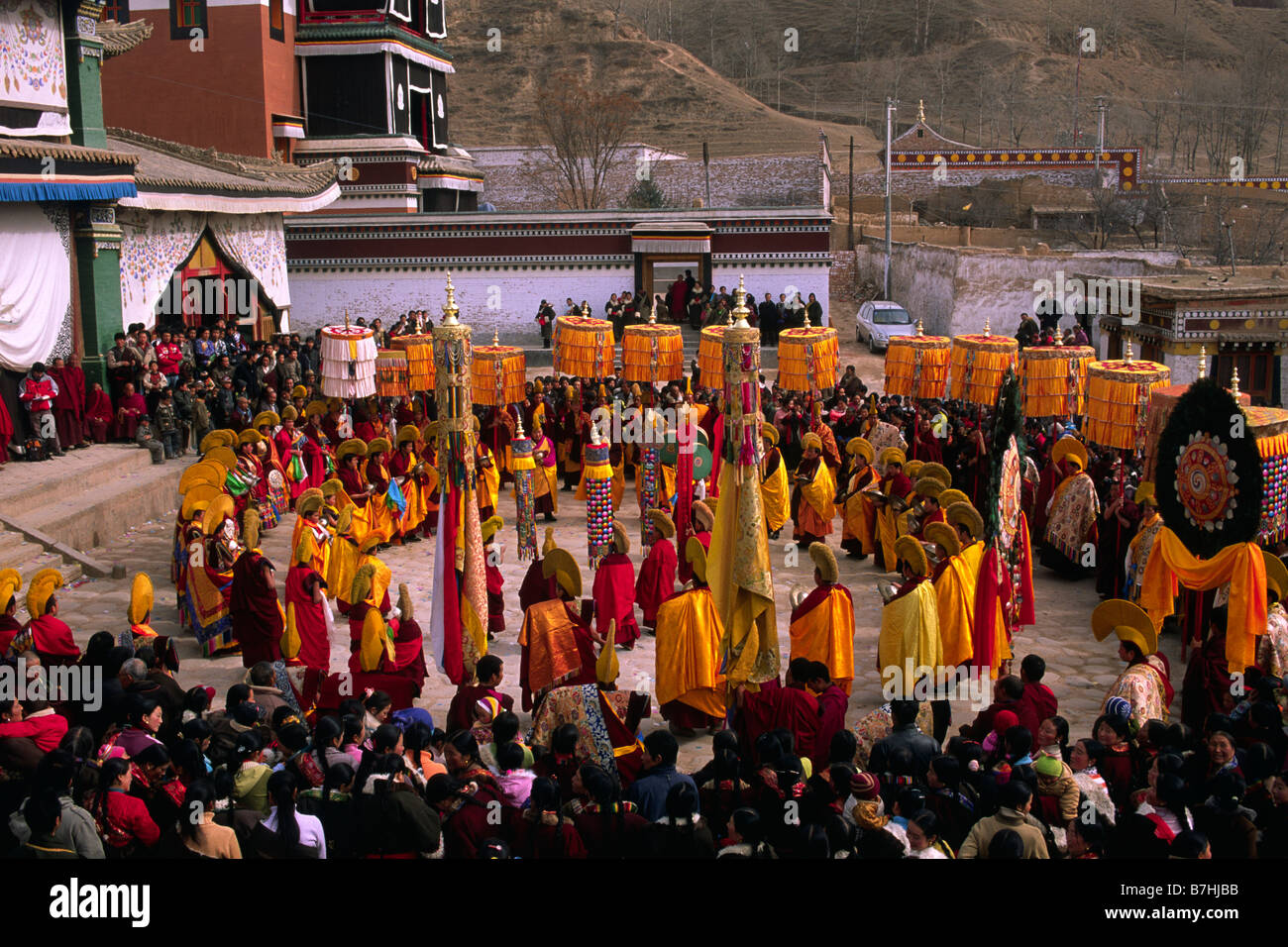 China, Tibet, Qinghai province, Tongren (Repkong), Wutun Si monastery ...