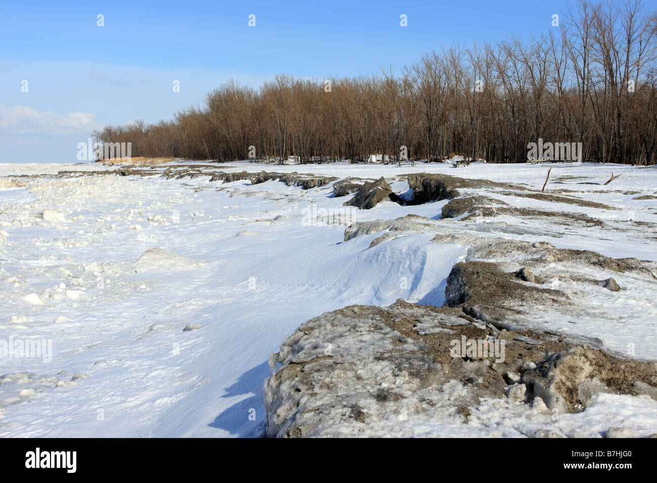The January eroded shoreline along Presque Isle on Lake Erie. The ice ...