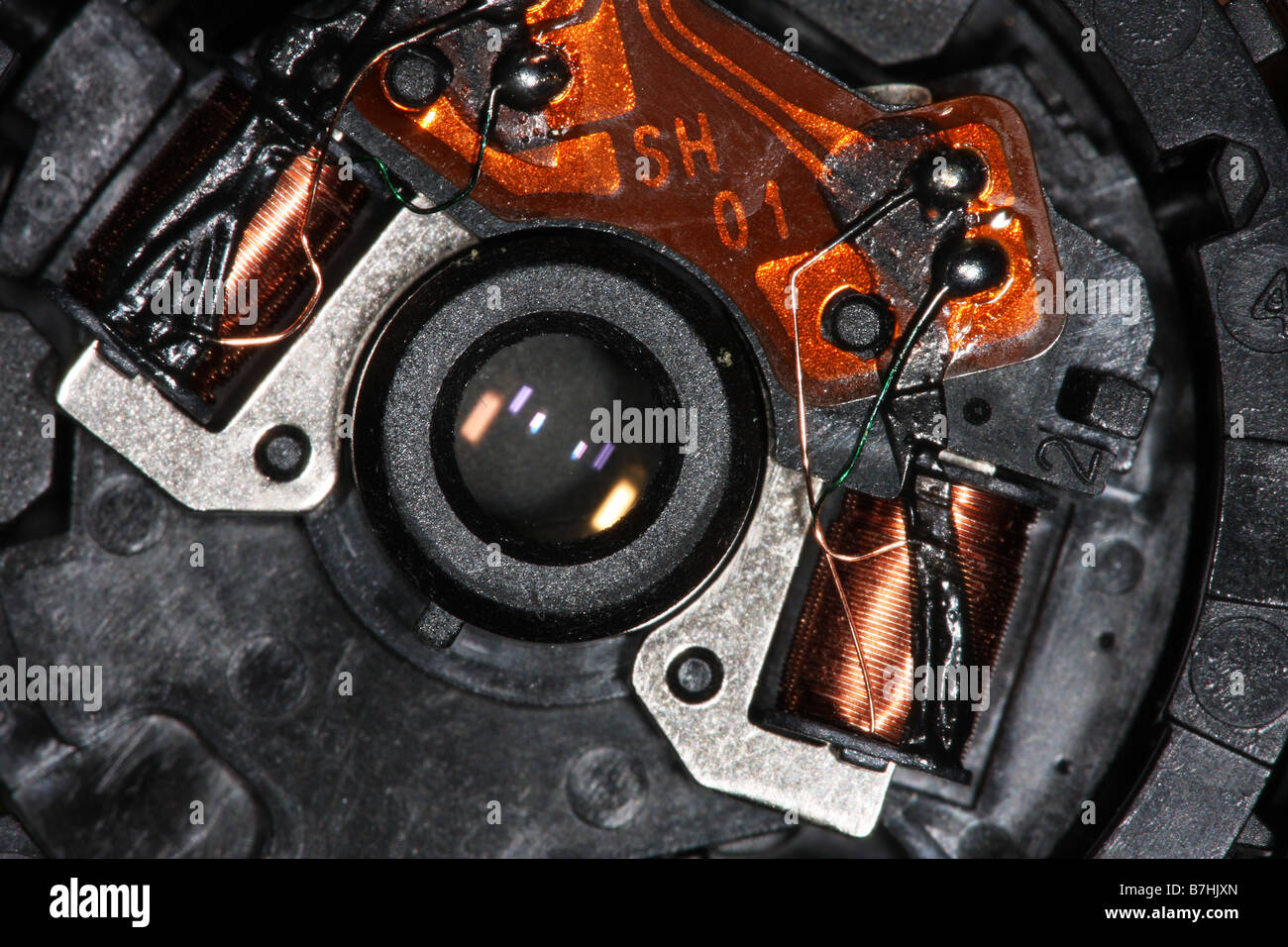 Close shot of lens mount assembly with extension gearing and focusing ...