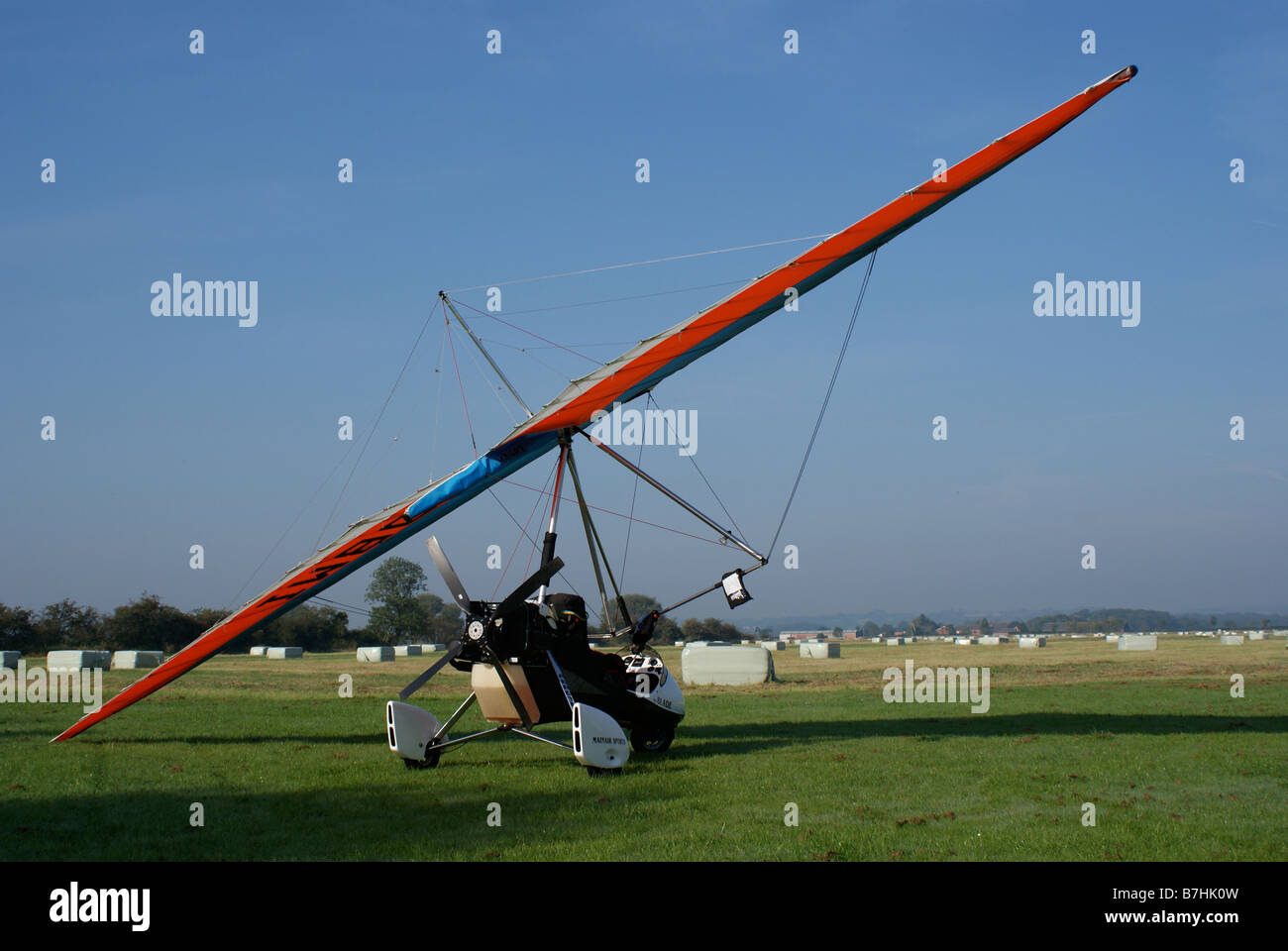 A flexwing microlight ultralight waiting for the fog to clear before ...