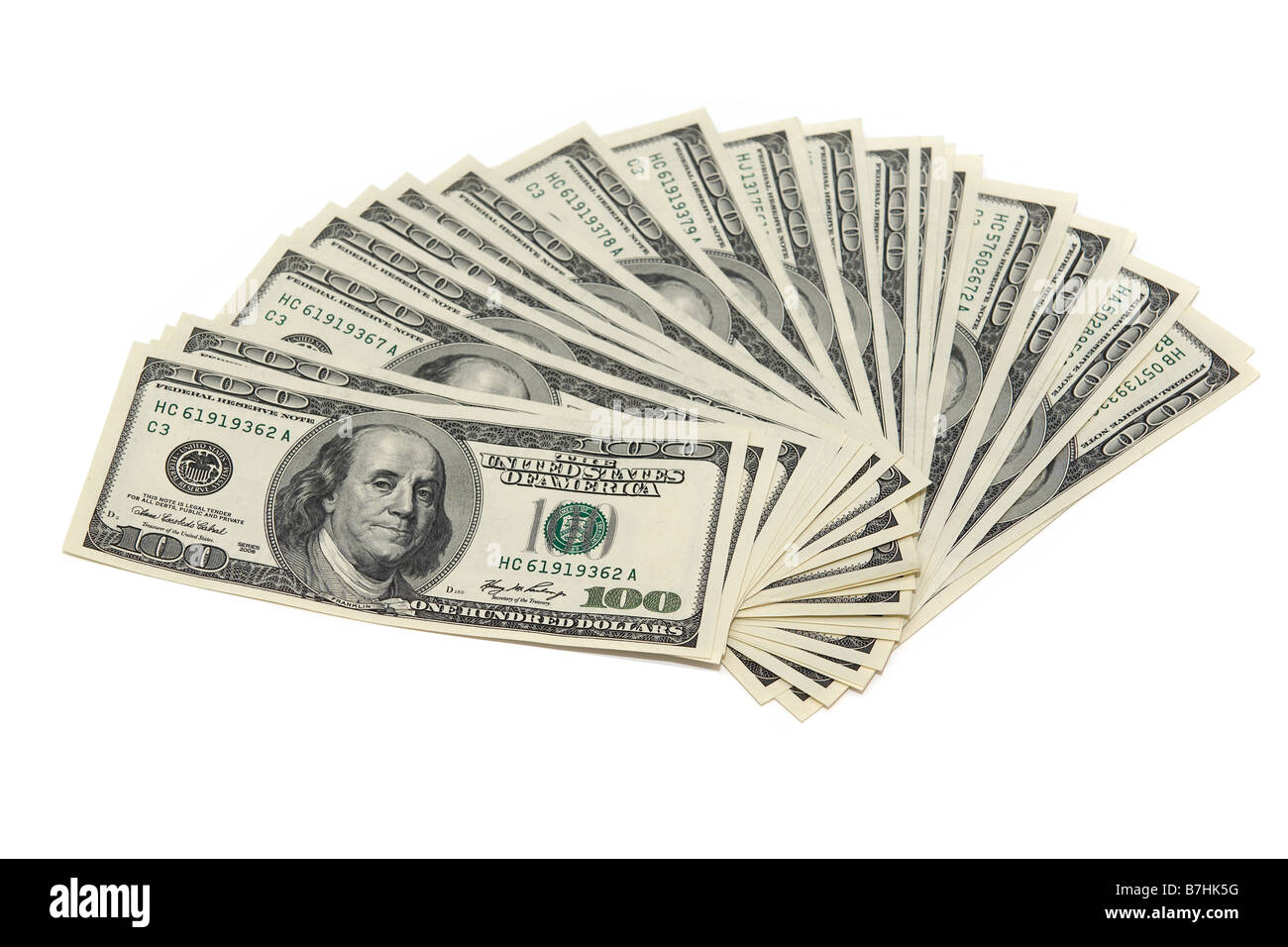 USD banknotes isolated on white background Stock Photo - Alamy
