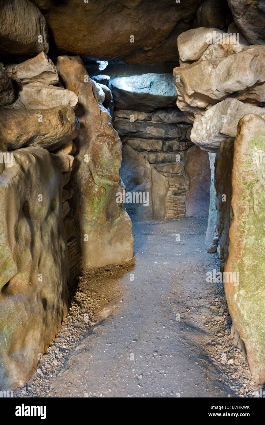 A view inside the West Kennet longbarrow looking into the end burial ...