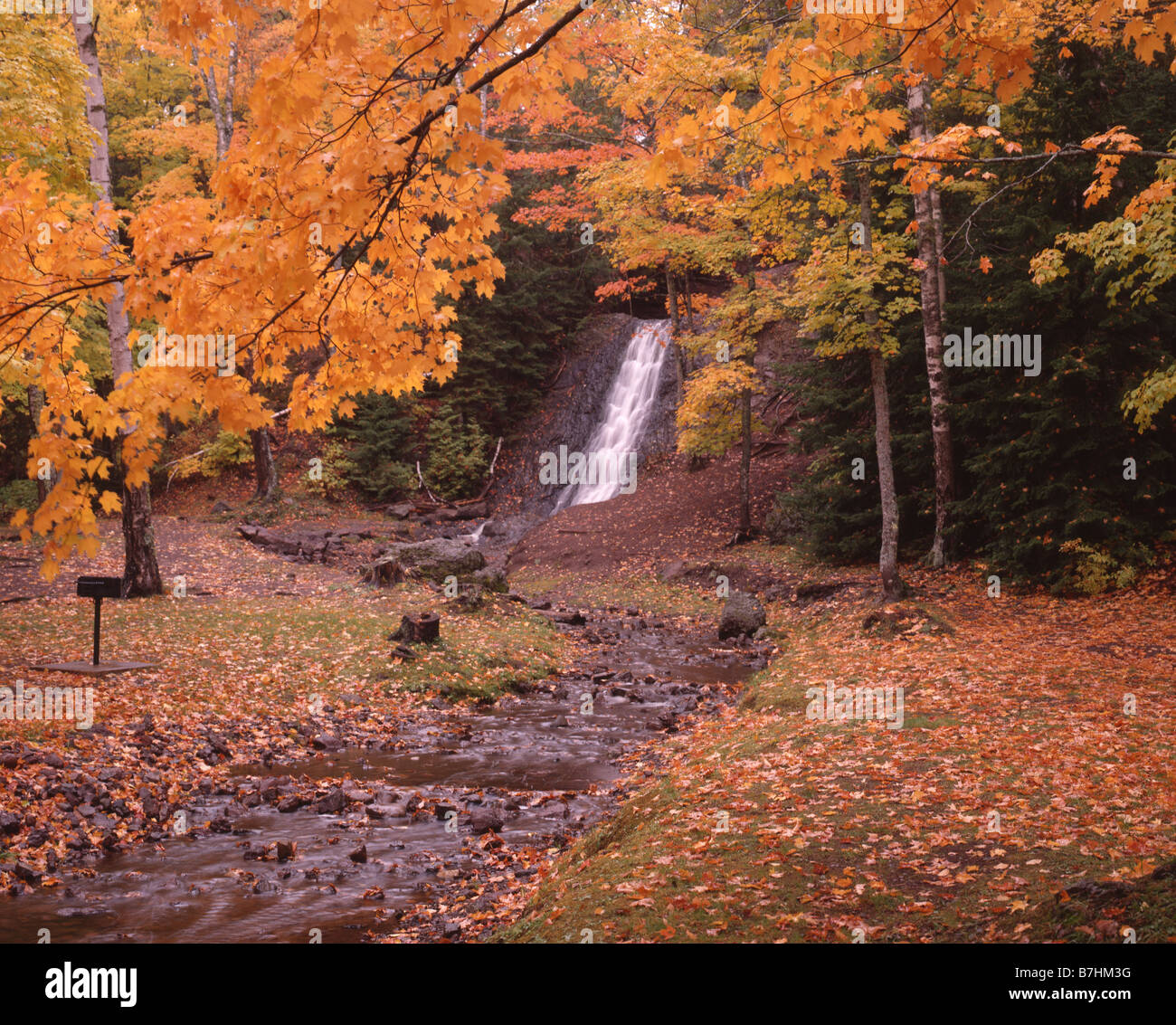 Waterfall with Stream in Autumn Stock Photo - Alamy