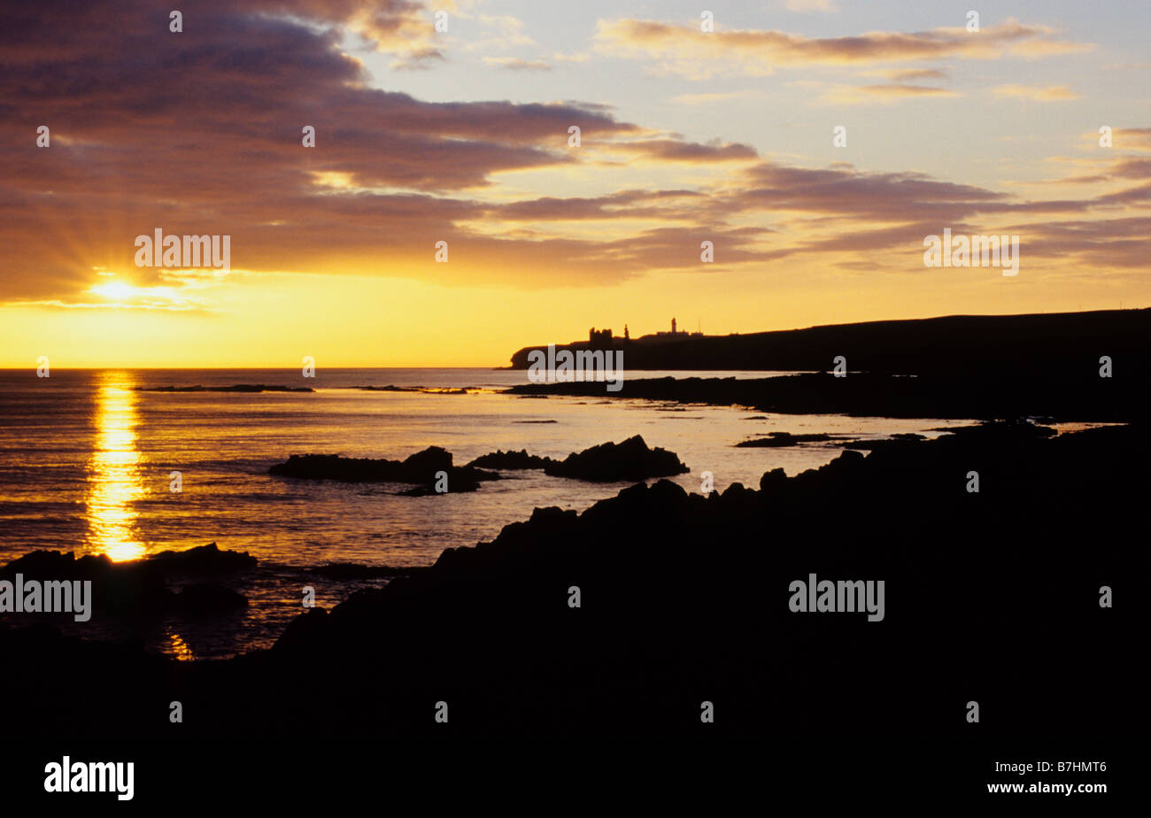 Sinclair's Bay with Sinclair and Girnigoe Castles and Noss Head ...
