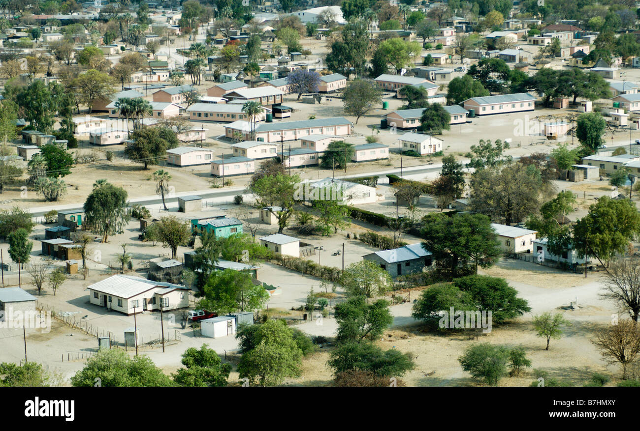Aerial view of the suburbs of Maun in Botswana's Okavango delta Stock ...