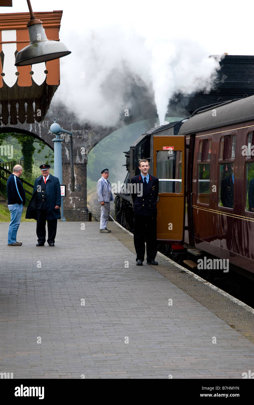A steam engine at Weybourne Station on the Poppy Line prepares to ...