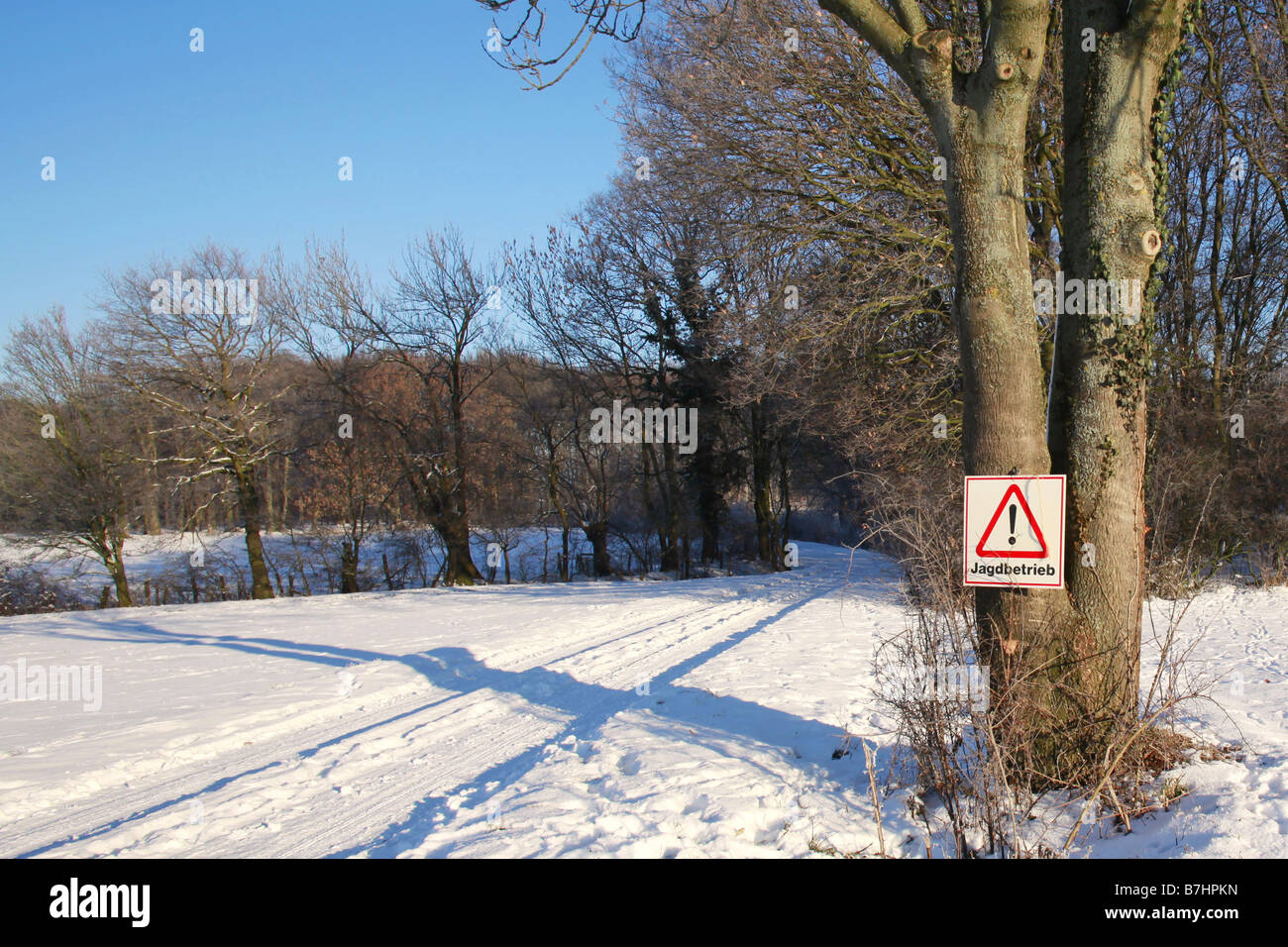hunting, warning sign, Germany Stock Photo - Alamy