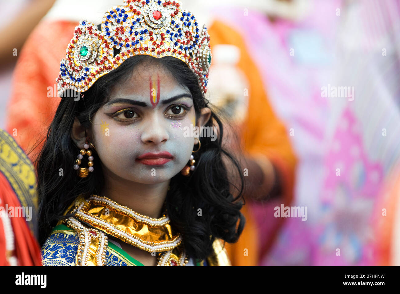 Indian Child dressed up as the Hindu God Rama for a street pageant in ...