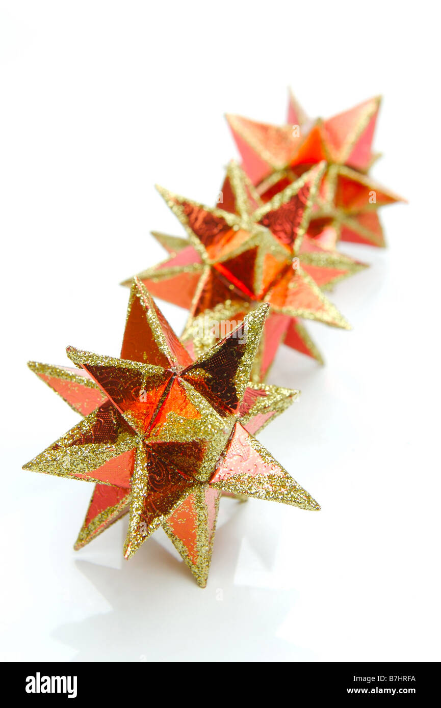Christmas stars isolated against a white background Stock Photo - Alamy