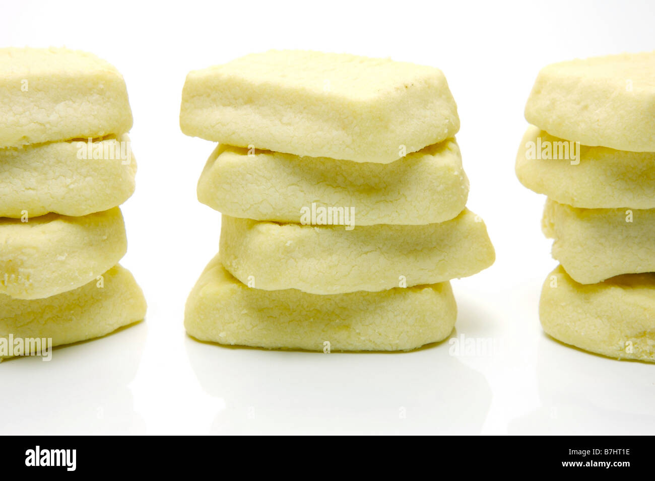 Butter shortbread biscuits isolated against a white background Stock ...