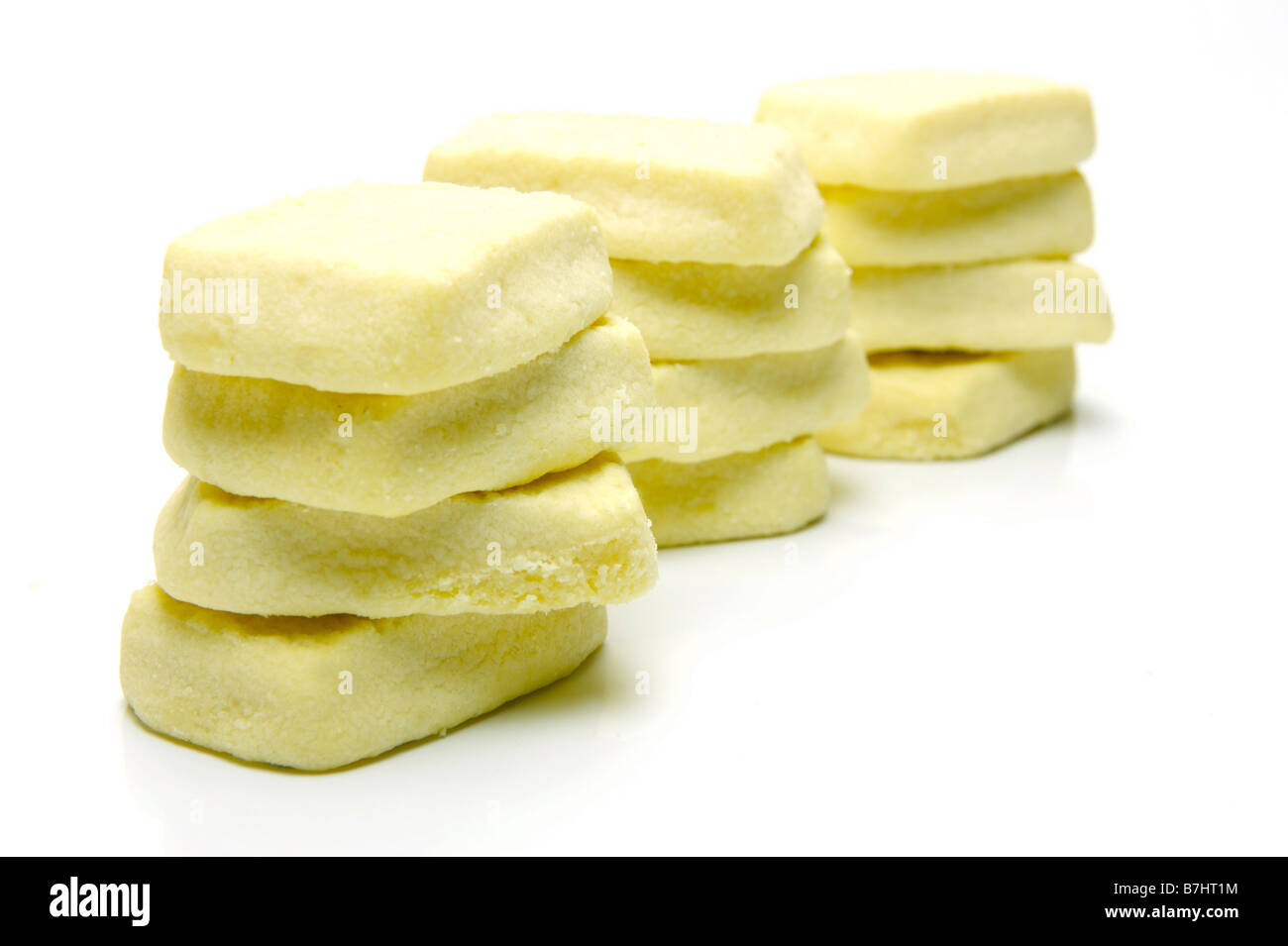 Butter shortbread biscuits isolated against a white background Stock ...