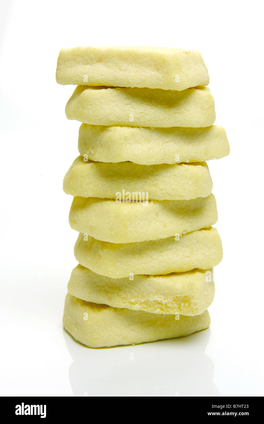 Butter shortbread biscuits isolated against a white background Stock ...