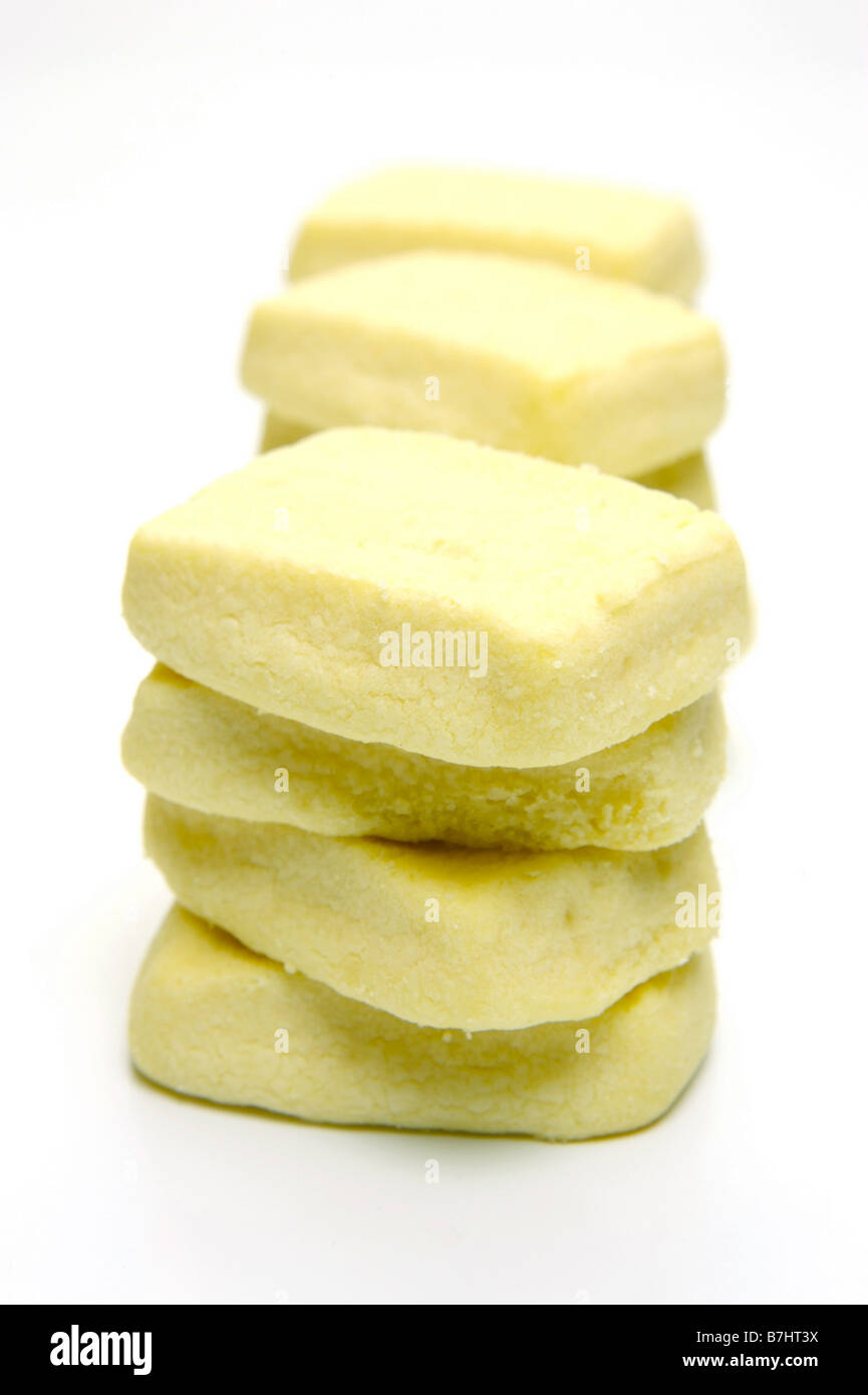 Butter shortbread biscuits isolated against a white background Stock ...