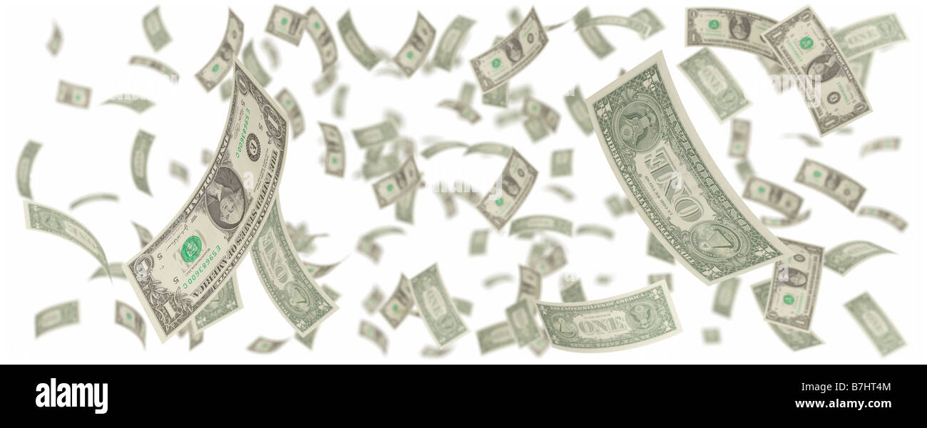 isolated One Dollar rain over white background Stock Photo - Alamy