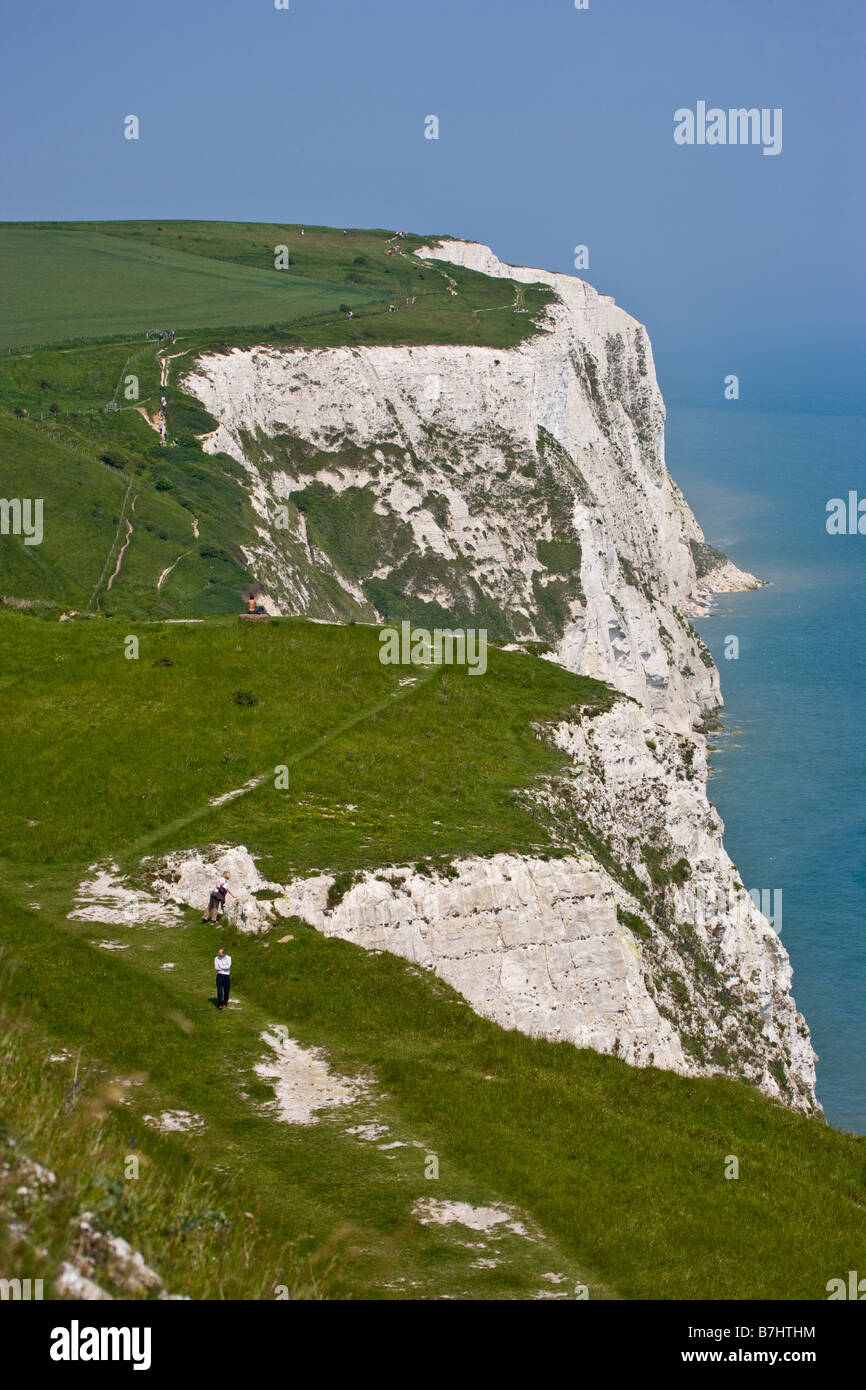 Walking along White Cliffs Dover Kent Stock Photo - Alamy