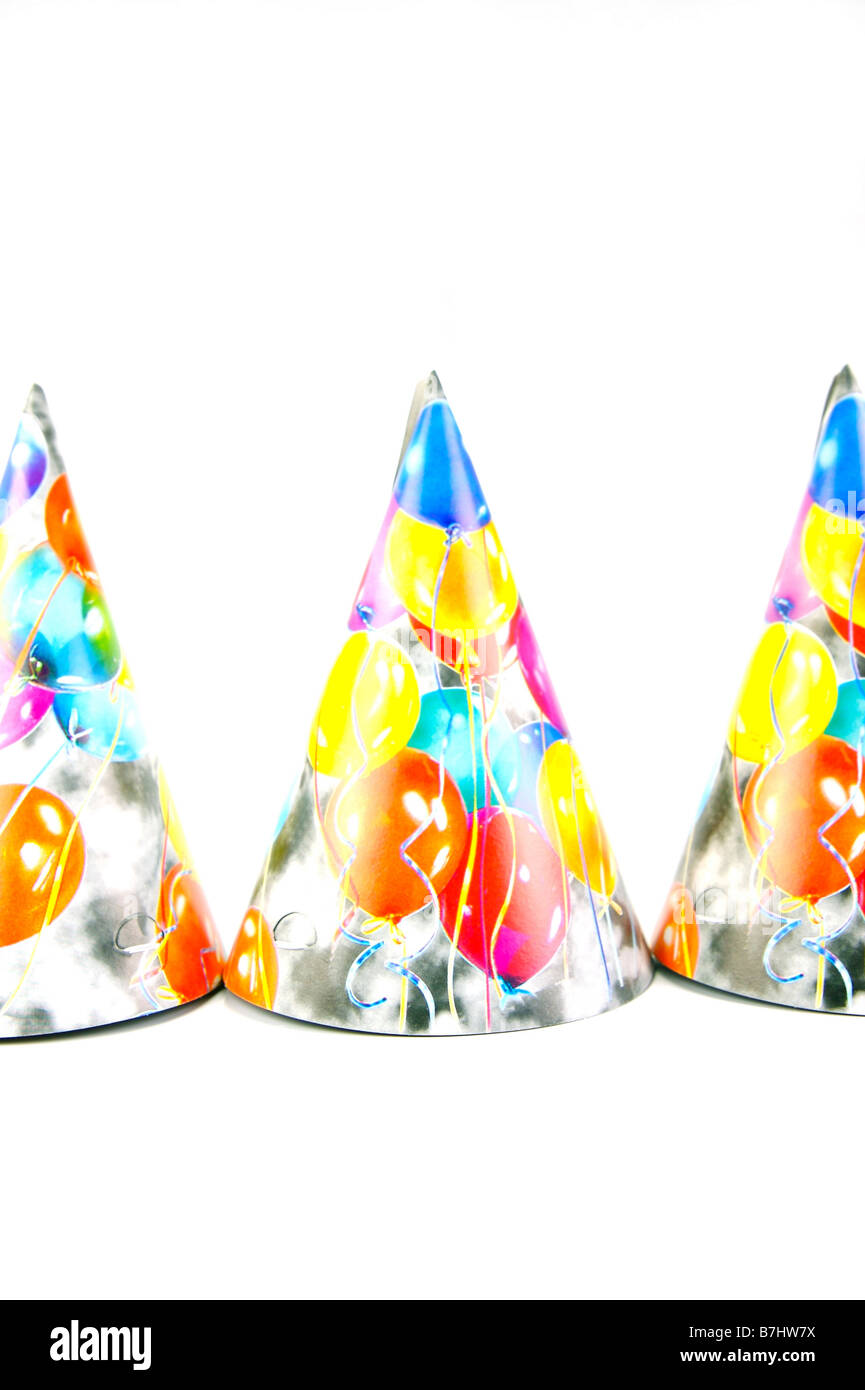Party hats isolated against a white background Stock Photo - Alamy