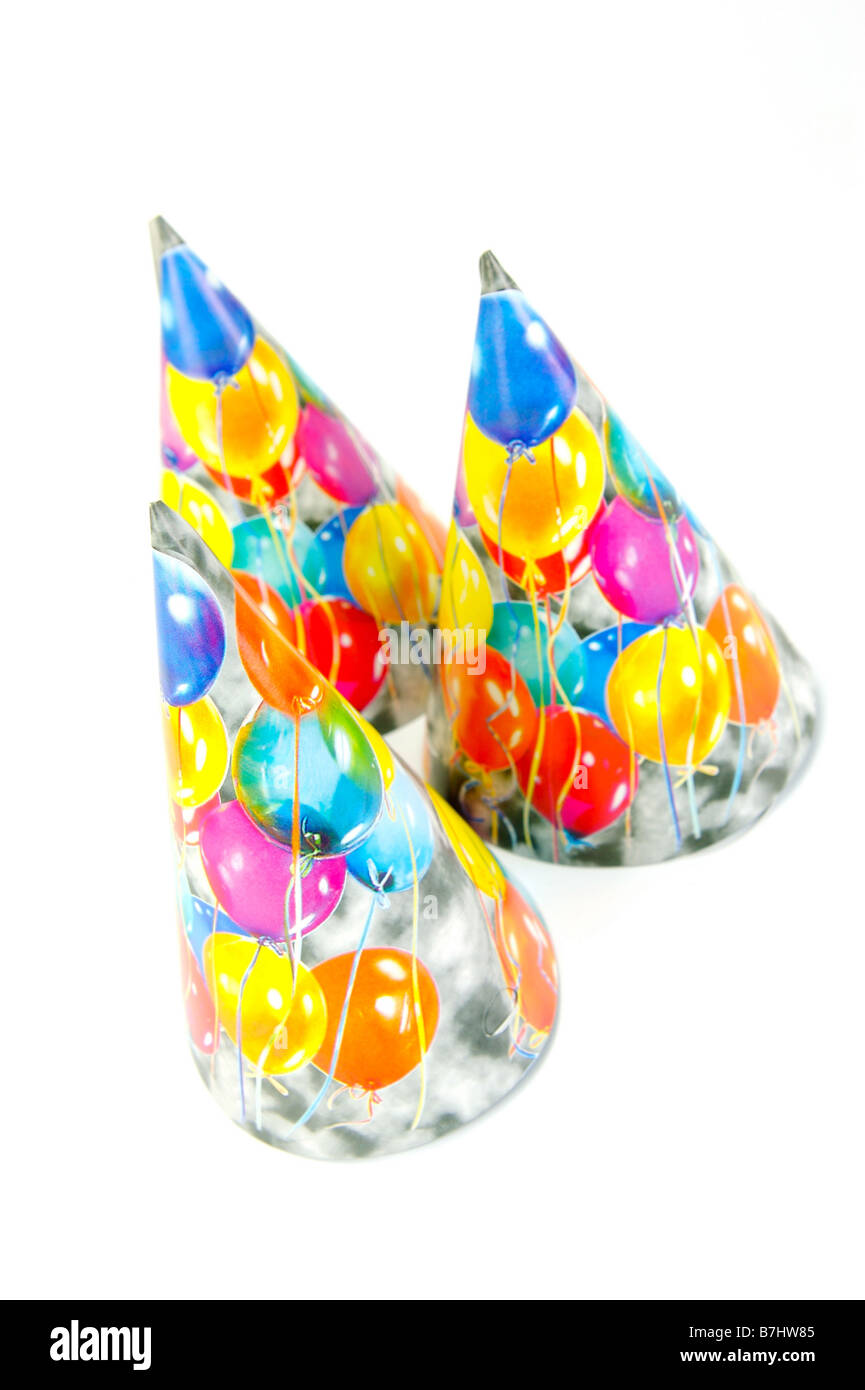 Party hats isolated against a white background Stock Photo - Alamy