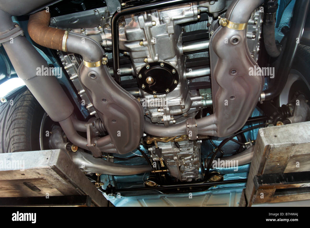 Porsche 911 engine viewed from underneath the car Stock Photo - Alamy