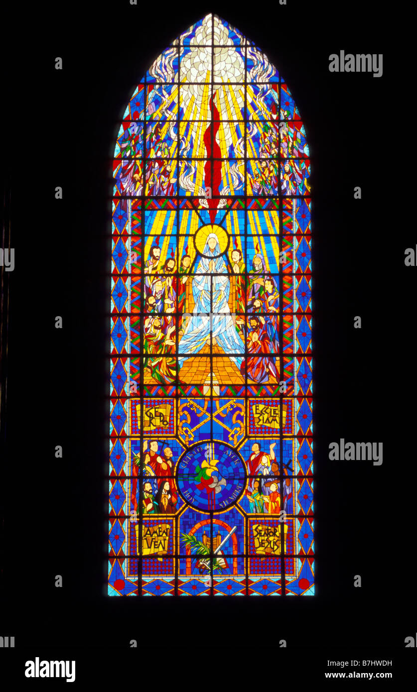 Stained glass window in the Cathedral of Zamora Michoacan Mexico Stock ...