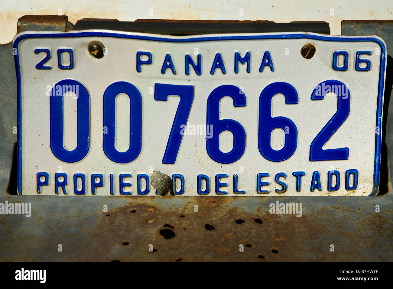 Close up of an old Panamanian license plate Bocas Town, Bocas del Toro ...