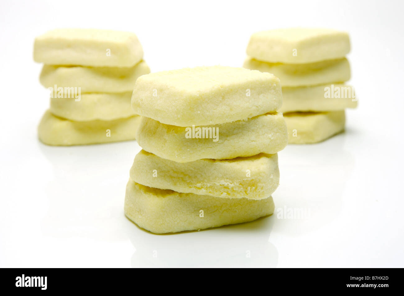 Butter shortbread biscuits isolated against a white background Stock ...