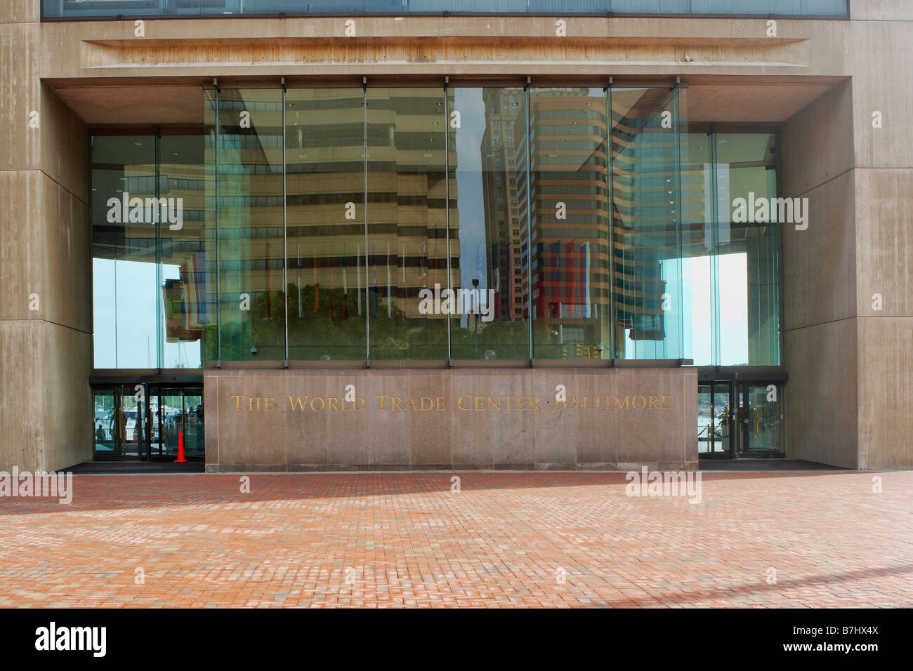 The north facing exterior of the World Trade Center on the Inner Harbor ...