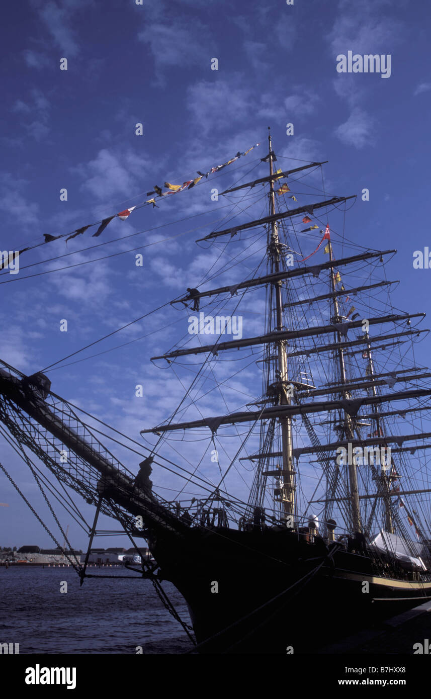 Sailing clipper ship moored by the Admiral Hotel in Copenhagen Stock ...