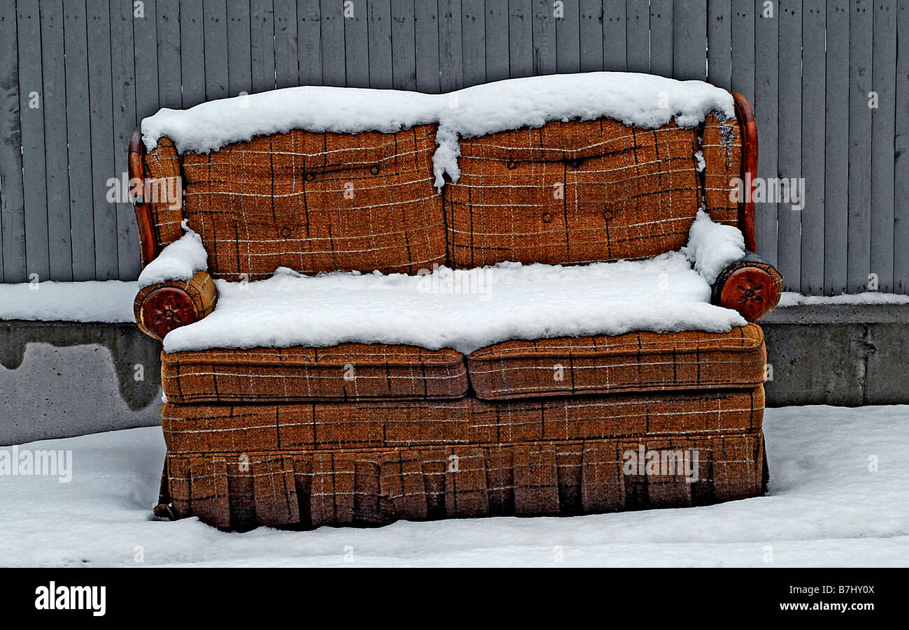 Sofa covered in snow hi-res stock photography and images - Alamy