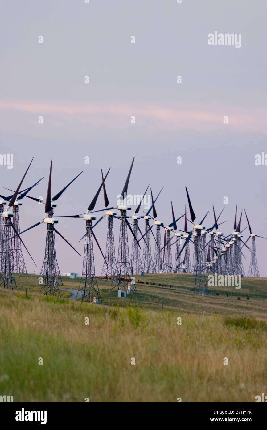 Windmills used to generate electrical power at Cowley Ridge in southern ...
