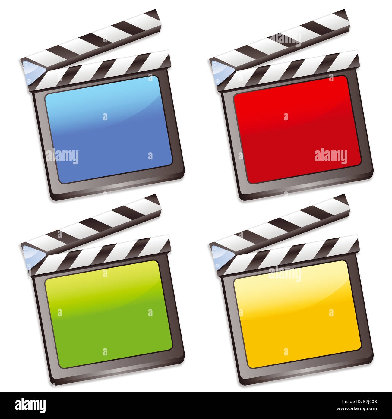 set of 4 coloured clapper boards Stock Photo - Alamy