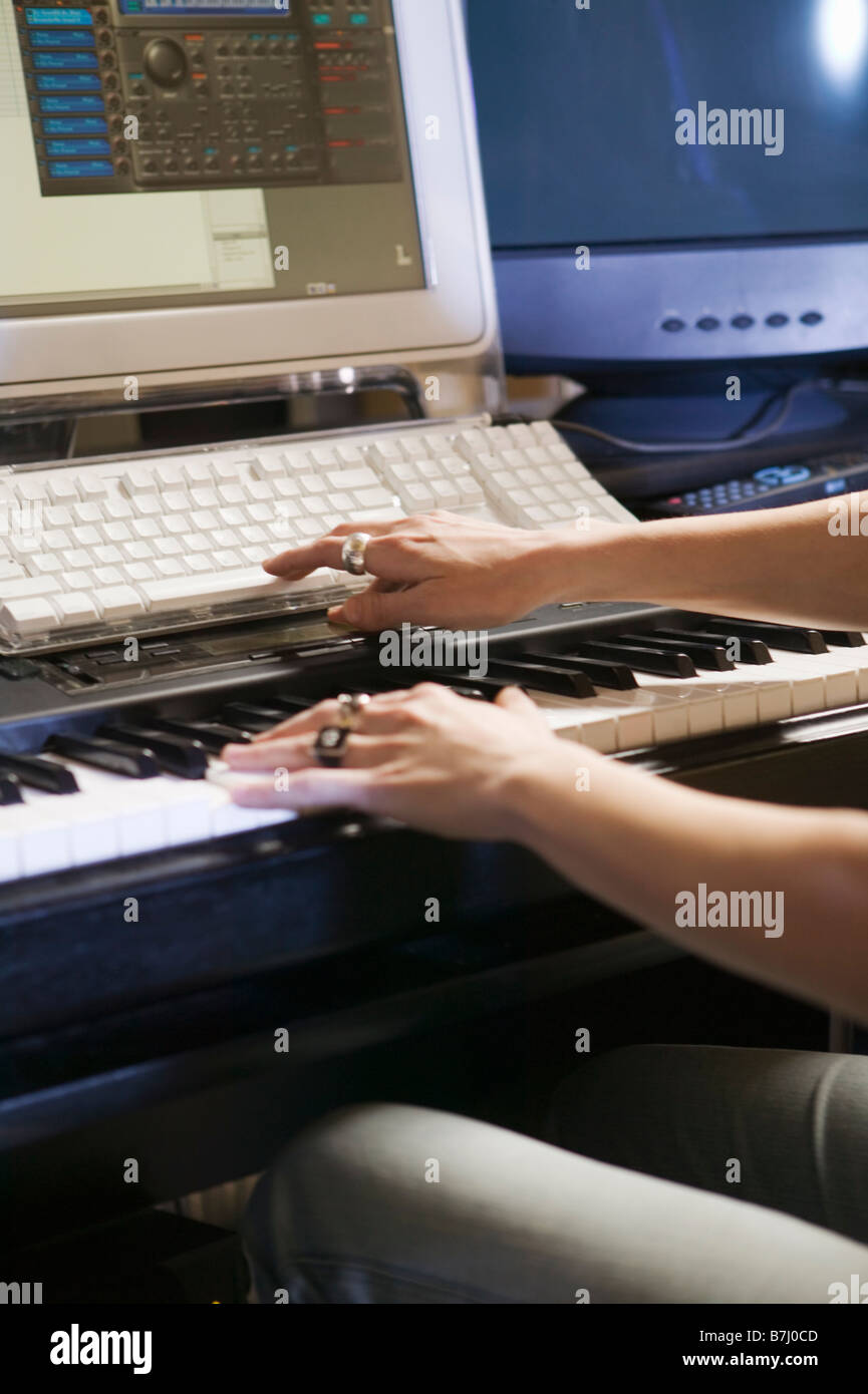 Caucasian woman in recording studio, B.C Stock Photo - Alamy