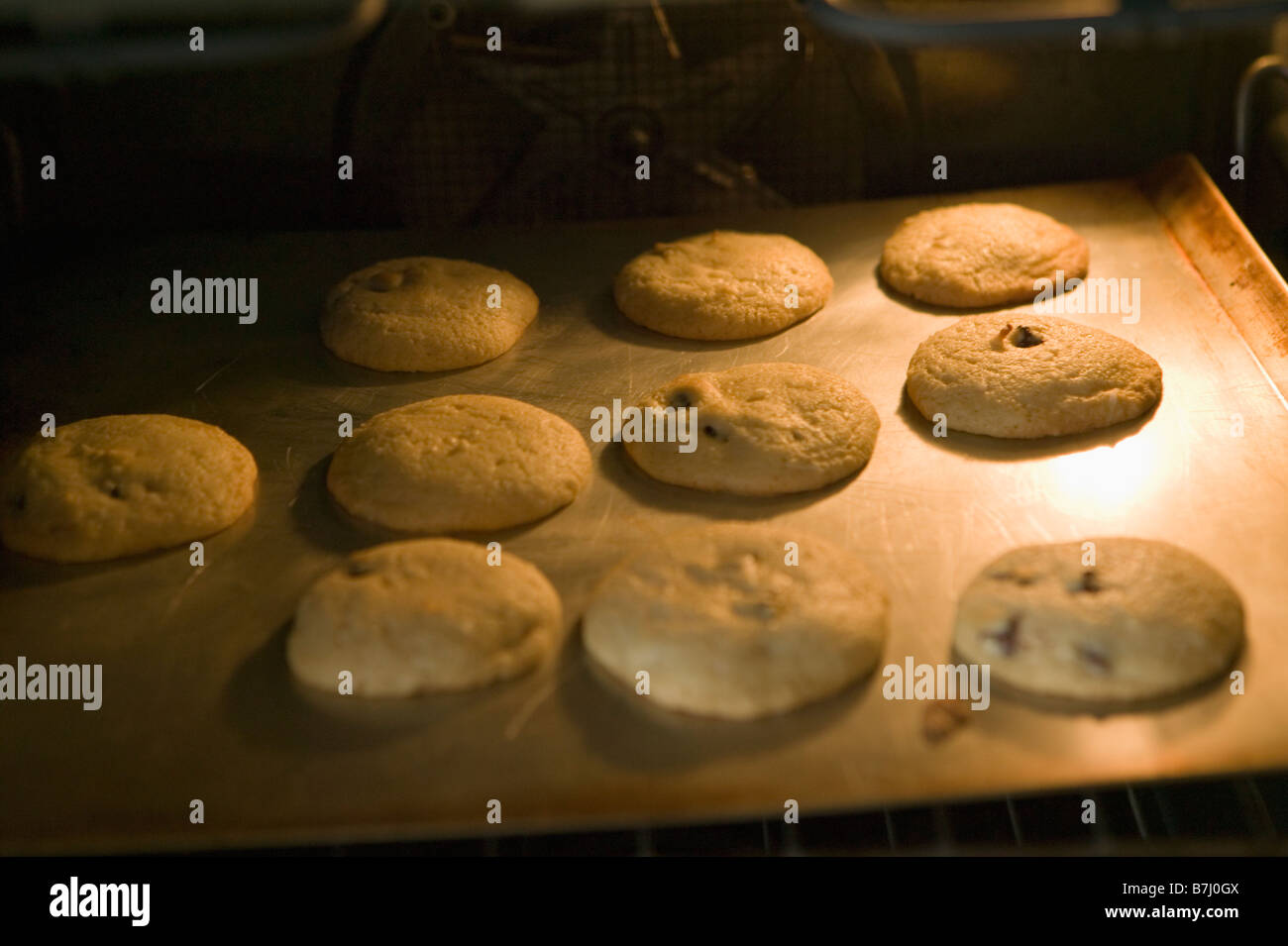 Chocolate Chip Cookies Baking in an Oven Stock Photo - Alamy