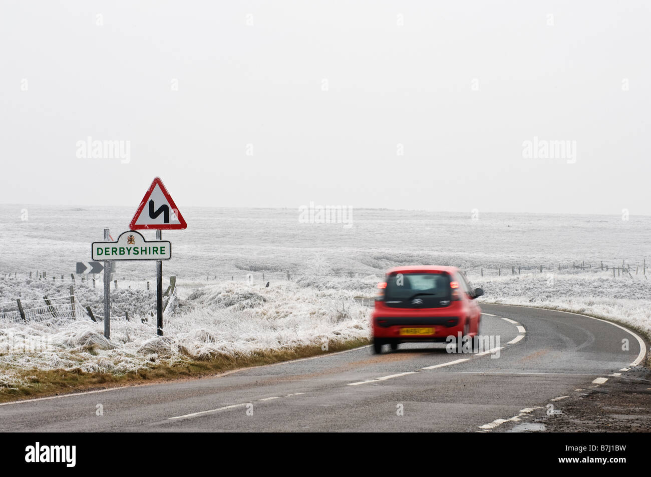 Vehicles on Ringinglow Road Burbage Moor Peak National Park Derbyshire ...