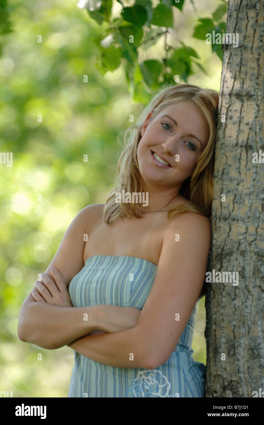 Young blonde female in park, Regina, Saskatchewan Stock Photo - Alamy