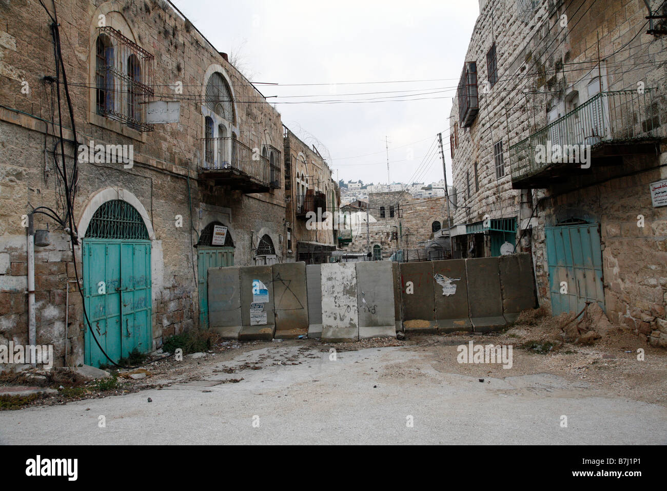 Blocked up street between the Palestinian and Israeli areas of the old ...