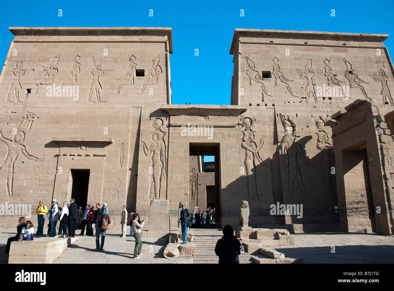 First Pylon Inner Court Philae Temple Egypt Stock Photo - Alamy