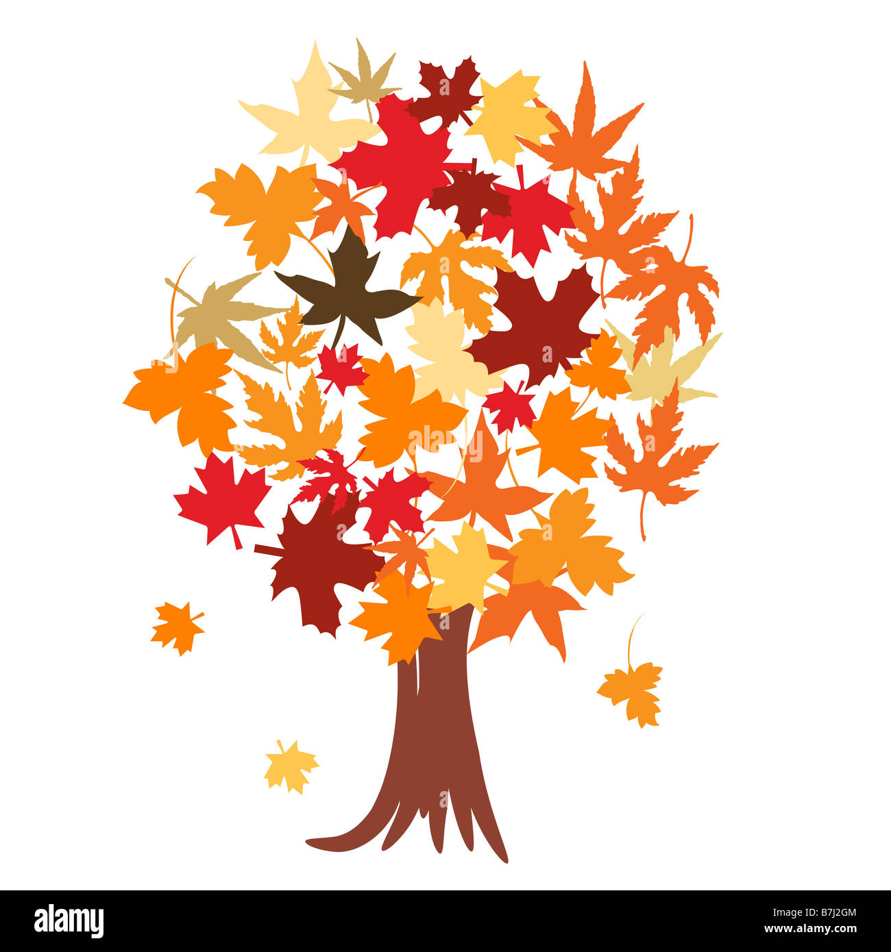 Abstract tree with autumn leaves vector illustration Stock Photo - Alamy