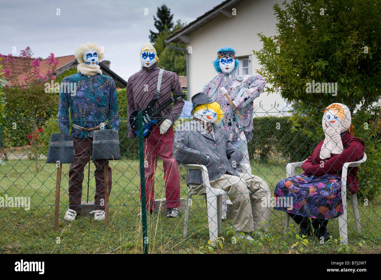 Stuffed dummies thought to represent local characters, form part of a ...