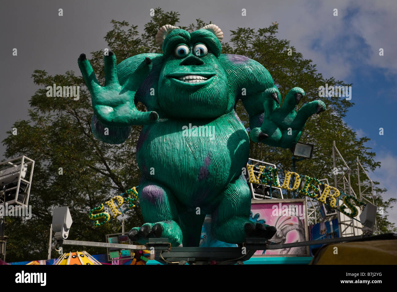 A larger than life character forms part of a ride at a travelling fair ...