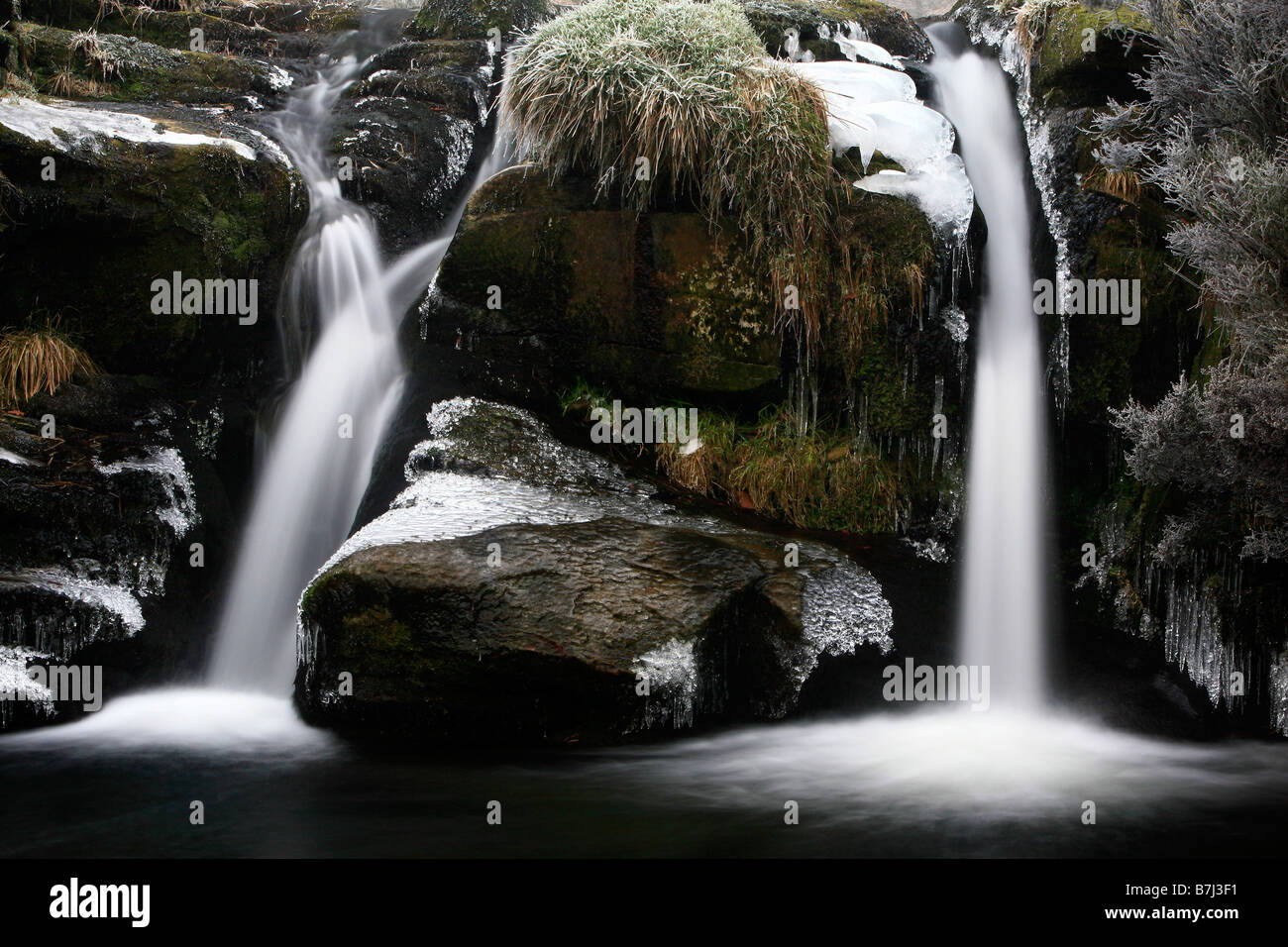 Waterfall tajken at Panniers Pool at Three Shires, Staffordshire Stock ...